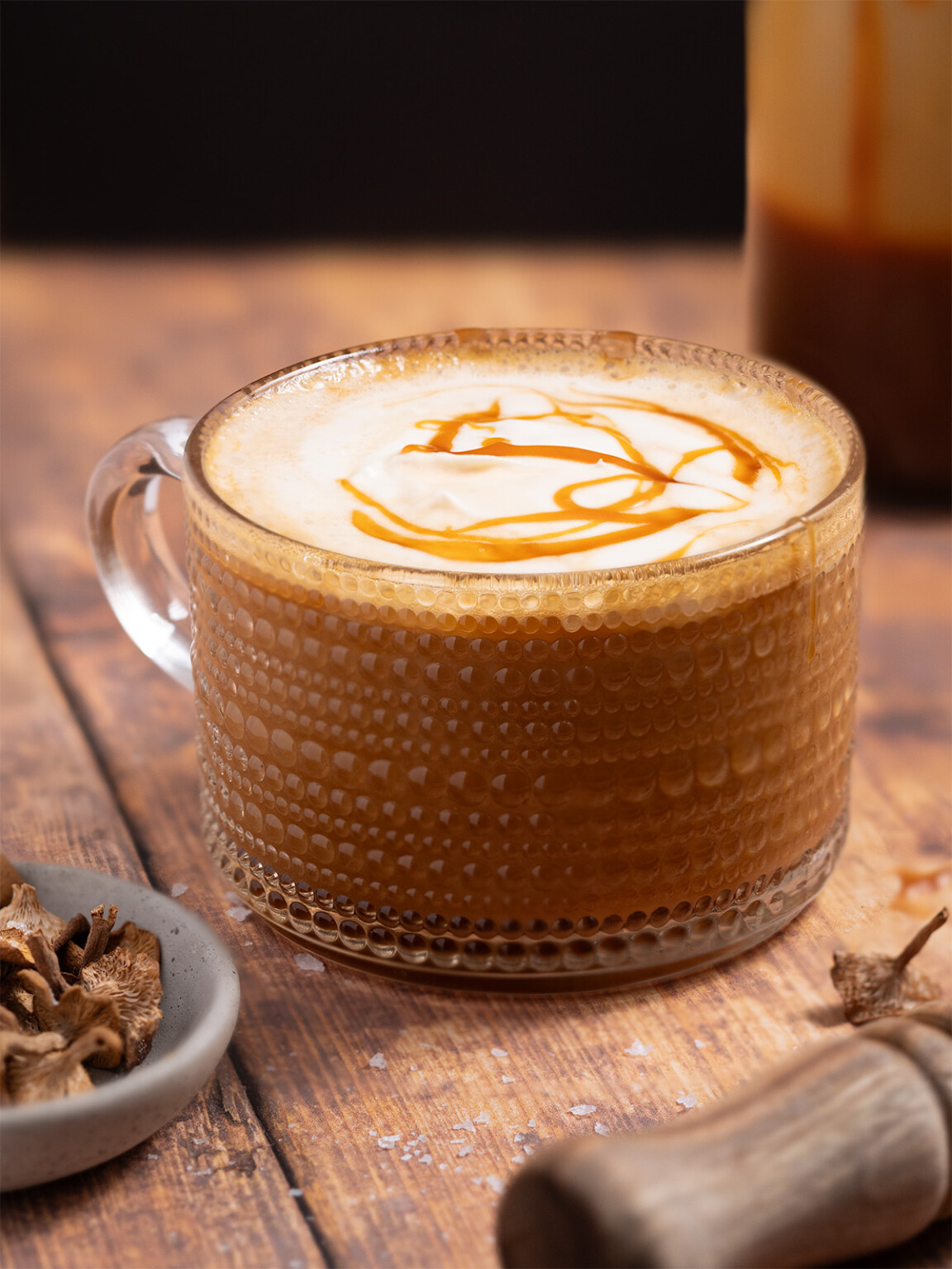 Candy Cap Caramel Latte (with homemade candy cap caramel)